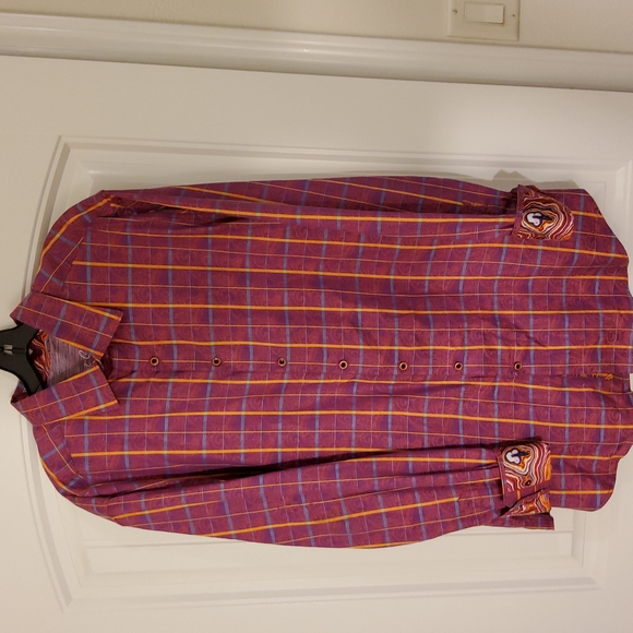Robert Graham | Shirts | Robert Graham Purple Blue And Orange Mens Plaid Shirt | Poshmark